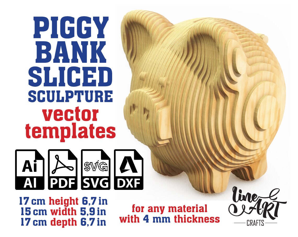 Piggy Bank Sculpture Sliced Vector Template Coin Bank Piggy - Etsy