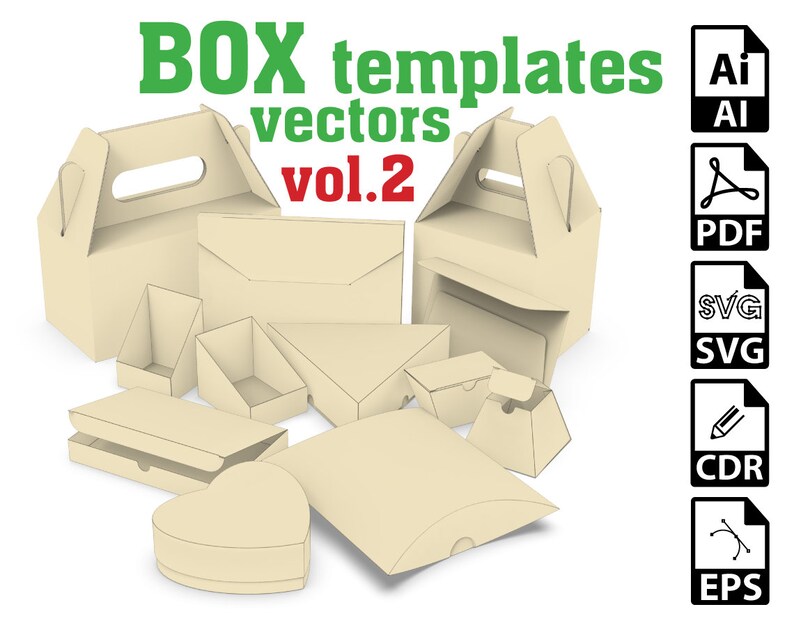 Box Template SVG Vector Files Vol.2 Lunch Box Svg Pdf Cdr - Etsy