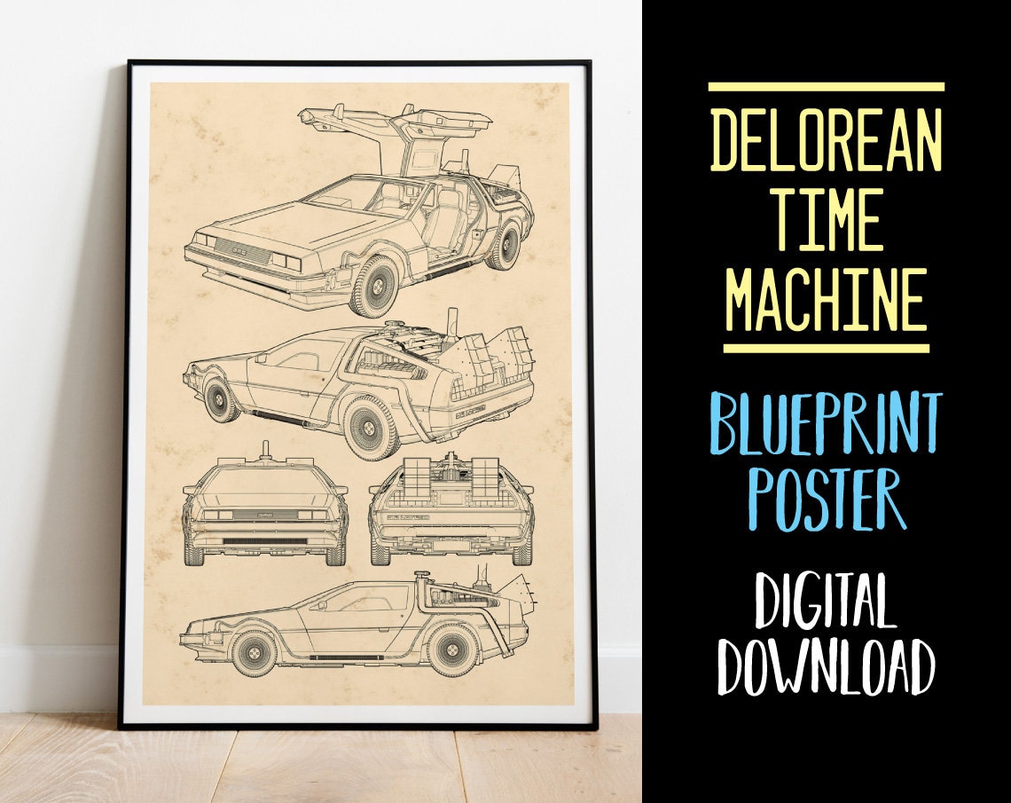 Delorean Blueprint Delorean Time Machine Blueprint Delorean - Etsy ...
