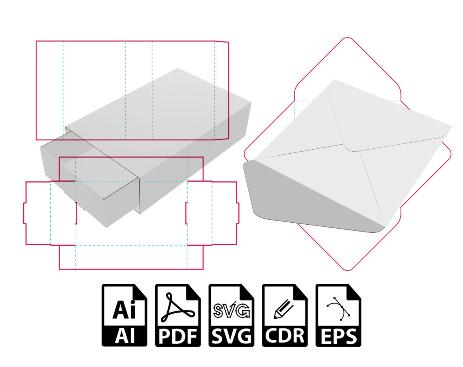 Box Templates Vector Files / Envelope Templates Vector / Box | Etsy