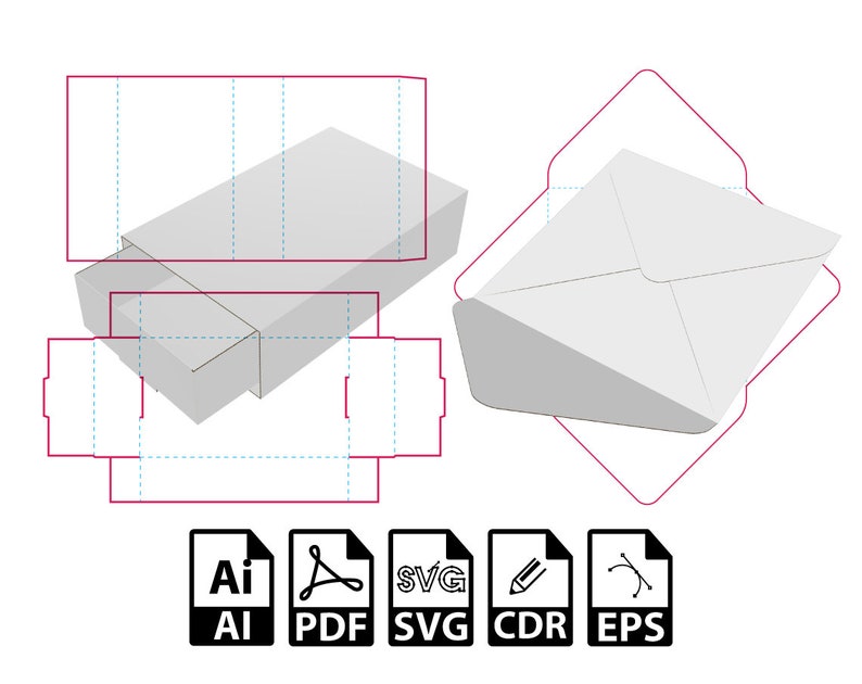 Box Templates Vector Files / Envelope Templates Vector / Box | Etsy