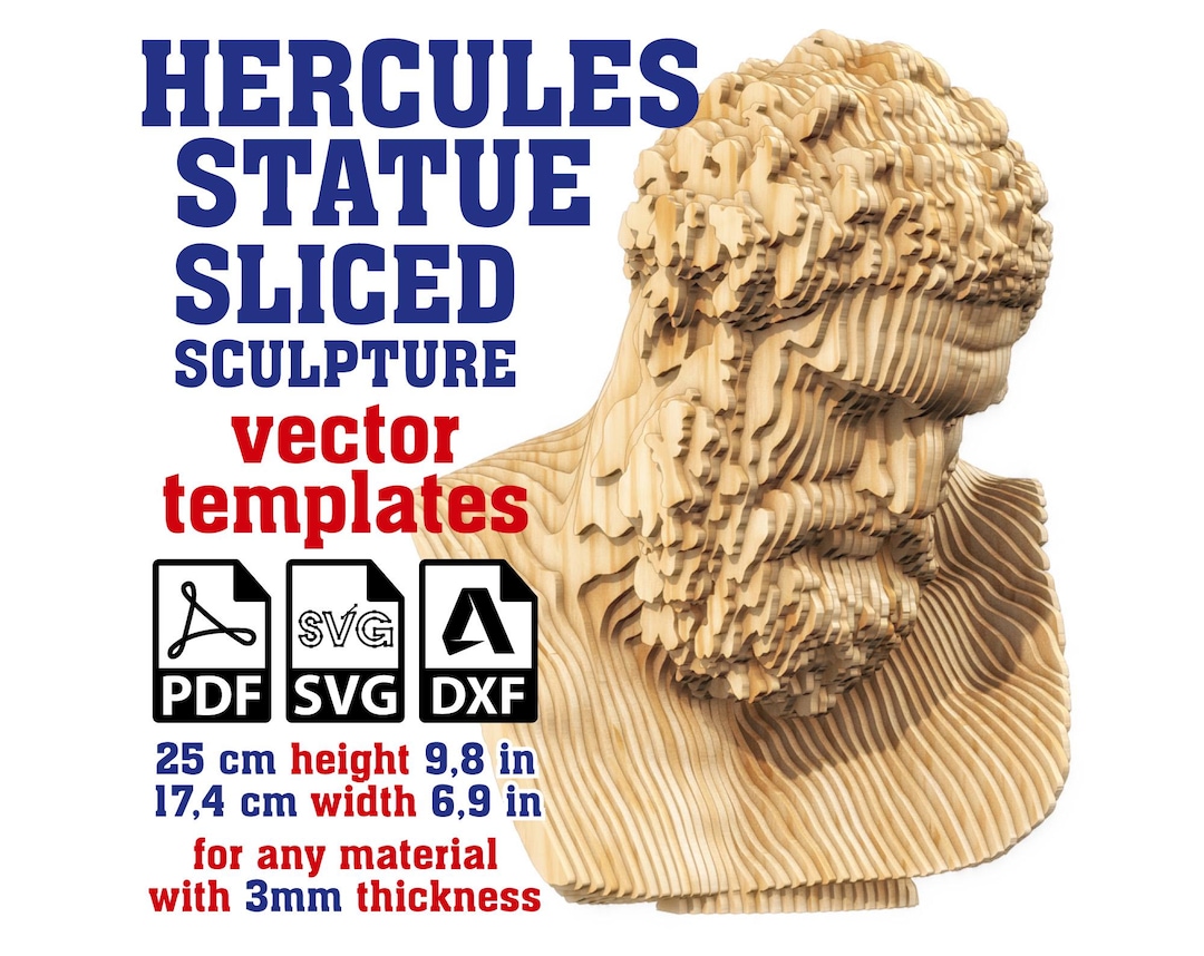 Hercules Statue Sliced Vector Template, Hercules Sculpture, Parametric ...