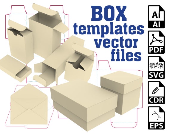 Box Templates Vector Files / Envelope Templates Vector / Box | Etsy