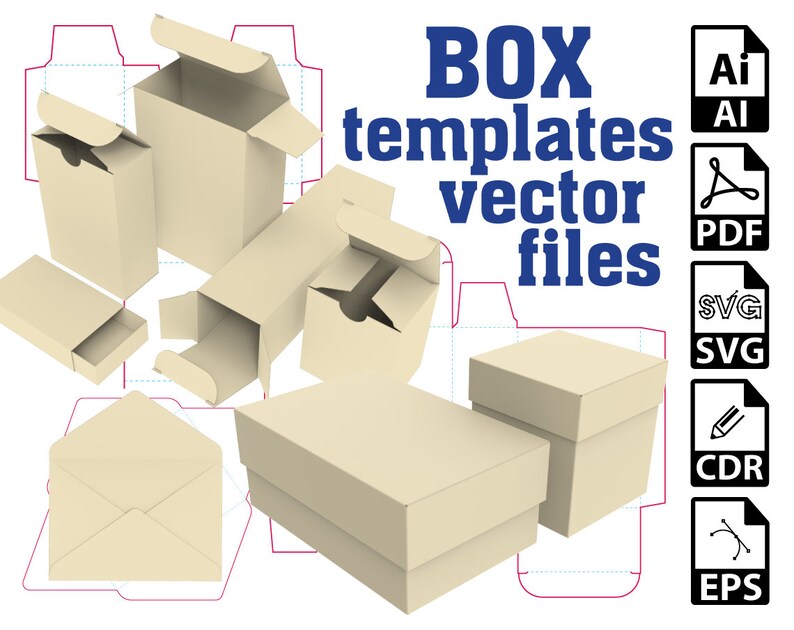 Box Templates Vector Files / Envelope Templates Vector / Box | Etsy