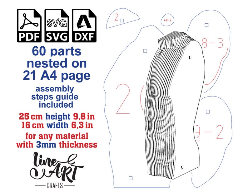 Man Torso Sculpture Sliced Vector Template 25cm Male Torso - Etsy