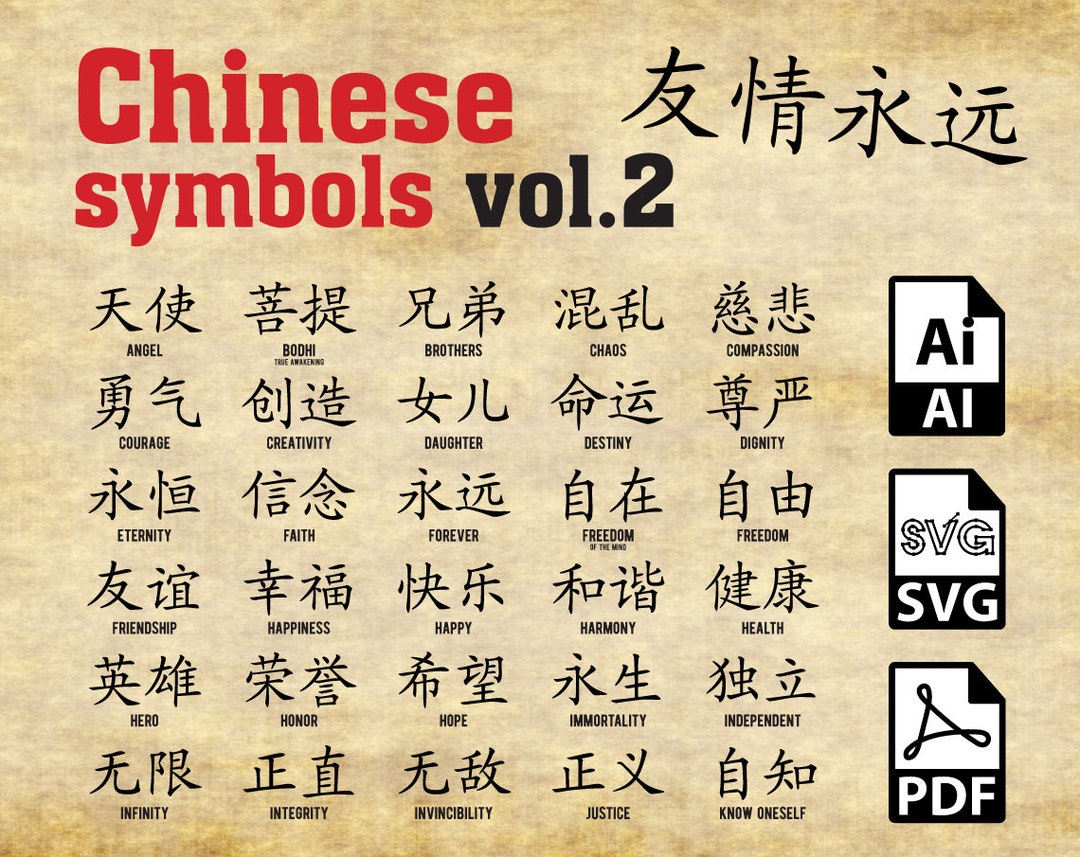 Chinese Symbol Svg Vol.2 Chinese Words and Phrases Symbol - Etsy