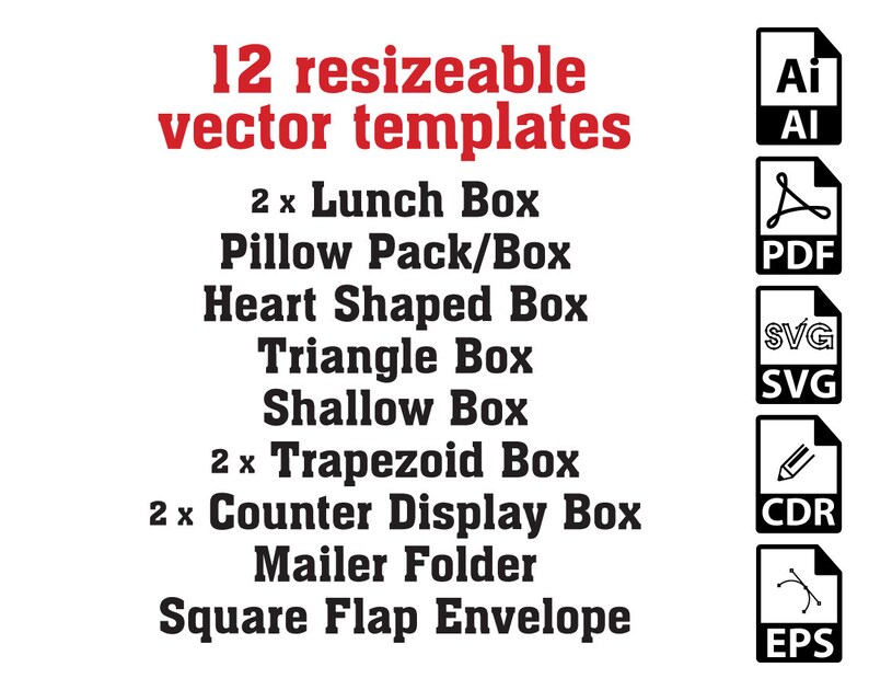 Box Template SVG Vector Files Vol.2 Lunch Box Svg Pdf Cdr - Etsy