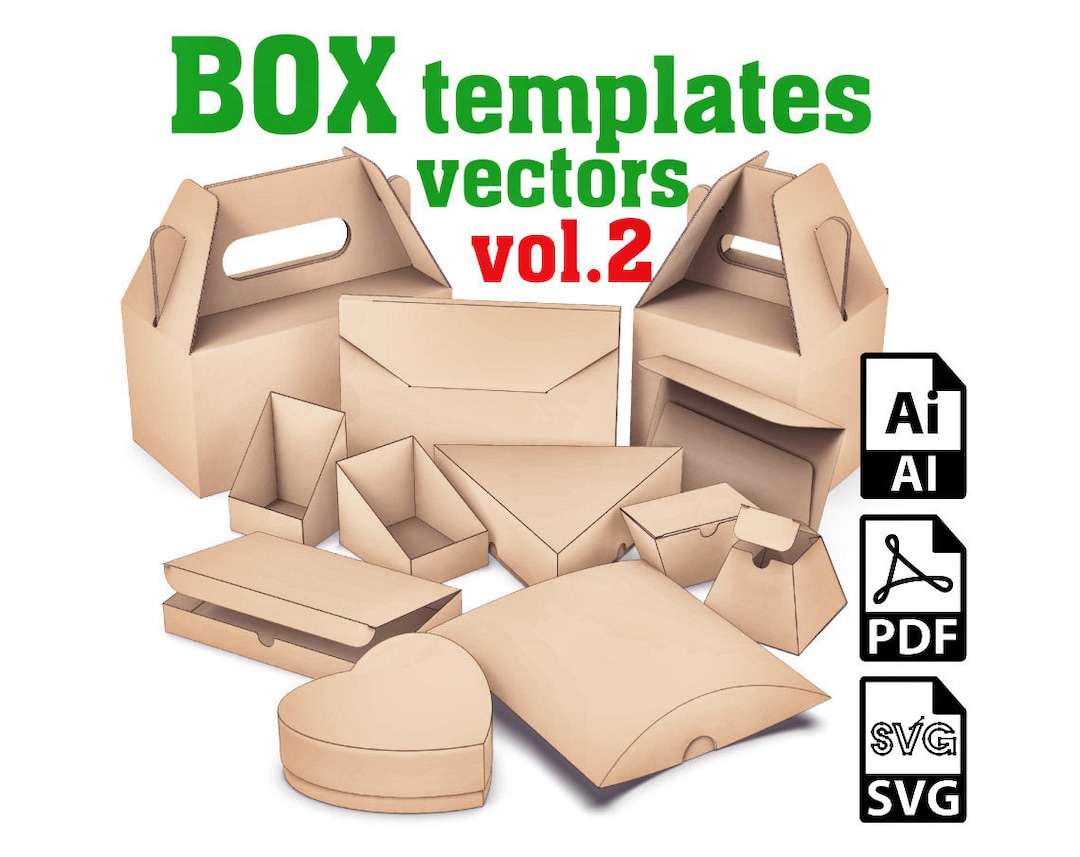 Box Template SVG Vector Files Vol.2, Lunch Box Svg, Pillow Pack, Pillow ...