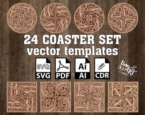 Celtic Coaster SVG 24 Celtic Vector Templates Celtic - Etsy