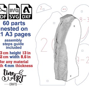 Man Torso Sculpture Sliced Vector Template 33cm, Male Torso Sculpture ...