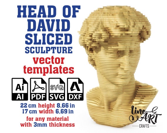Head of David Sculpture Sliced Vector Template Head of David | Etsy