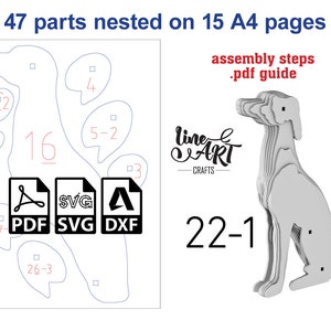 Dog Sculpture Sliced Vector Template 3mm, Dog Cardboard Statue SVG, Dog ...