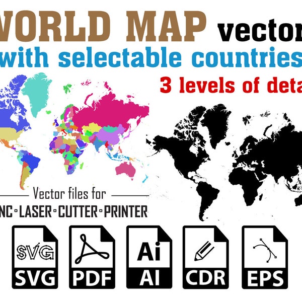 World Map Lightburn - Etsy