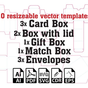 Box Templates Vector Files / Envelope Templates Vector / Box | Etsy