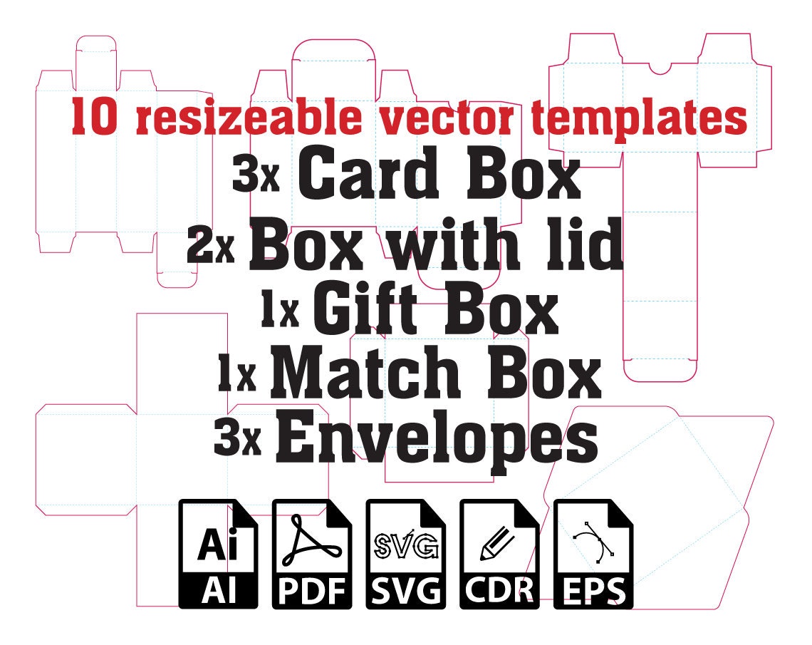 Box Templates Vector Files / Envelope Templates Vector / Box | Etsy