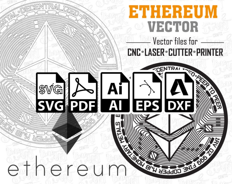 Ethereum Svg Vector, ETH, Ethereum Vector for CNC, Laser, Cutter ...