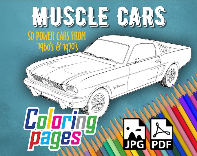 Muscle Cars Coloring Pages BEST 24 Pages Chevrolet Camaro, Ford Mustang ...