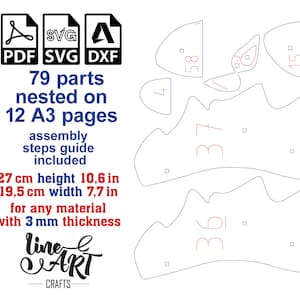 Moai Statue Sliced Sculpture 3mm Vector Template, Moai Sculpture Laser ...