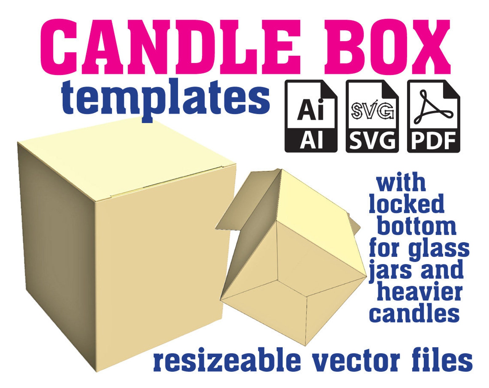 Candle Box SVG Templates Vector Candle Gift Box Vector - Etsy