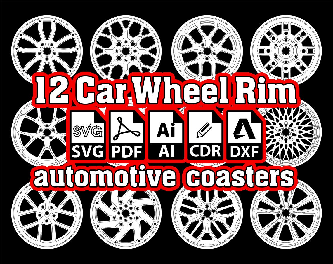 Wheels Coaster Set SVG Car Wheel Rim Coaster Set Automotive | Etsy