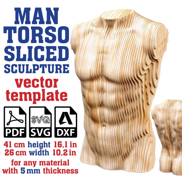 Woman Torso Sculpture Sliced Vector Template 25cm, Female Torso ...