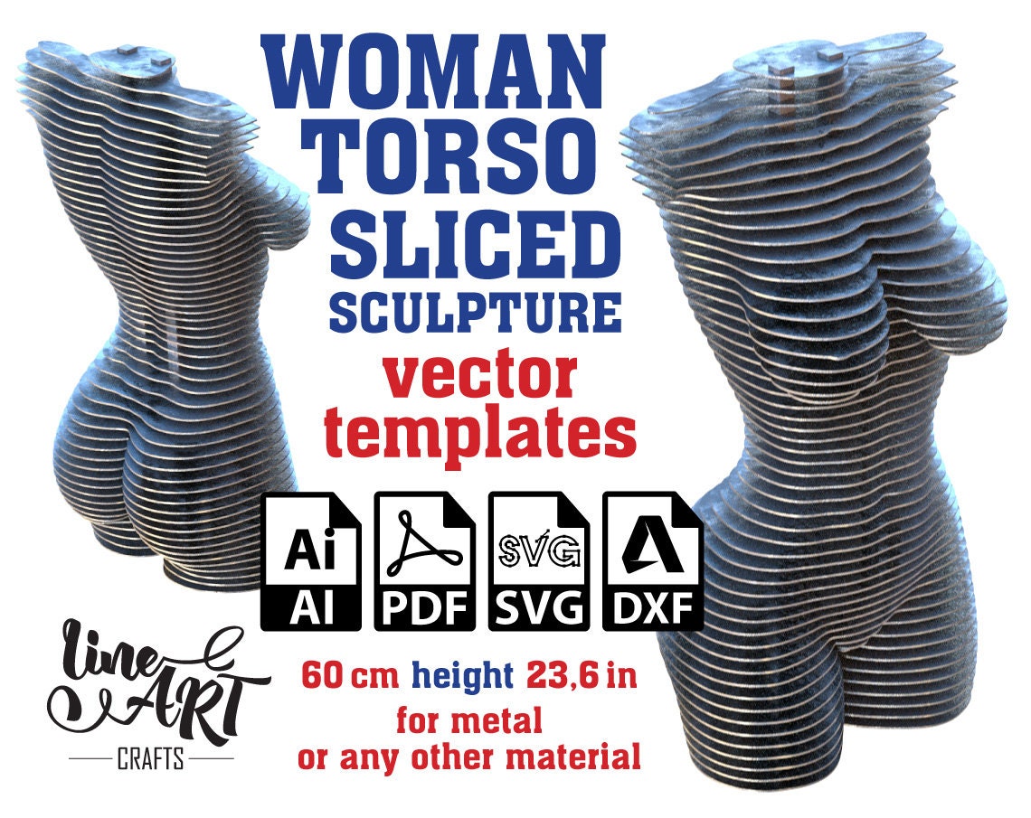 Woman Torso Sculpture Sliced Vector Template 60cm, Female Torso ...