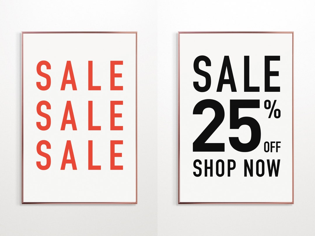 2 Set of SALE, Signs Download for Retail Shop / Boutique, Small ...