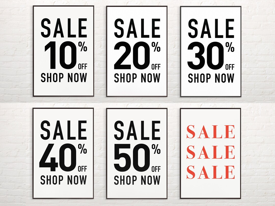 6 Set of SALE, Signs Download for Retail Shop / Boutique, Small ...