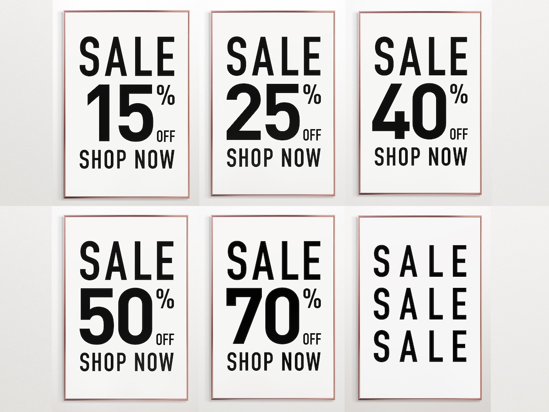 6 Set of SALE, Signs Download for Retail Shop / Boutique, Small ...