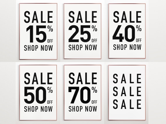 6 Set of SALE Signs Download for Retail Shop / Boutique - Etsy