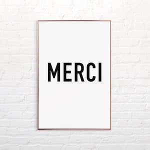 Merci Sign Printable, French Minimal Home Decor, Boutique Small ...