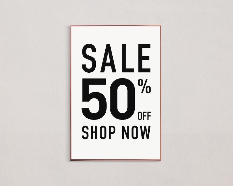 SALE 50% Off, Sign Download for Retail Shops or Boutiques, Small ...