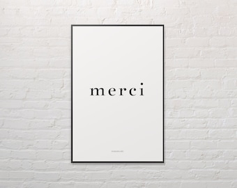 Merci Sign Printable, French Minimal Home Decor, Boutique Small ...