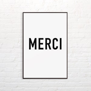Merci Sign Printable, French Minimal Home Decor, Boutique Small ...