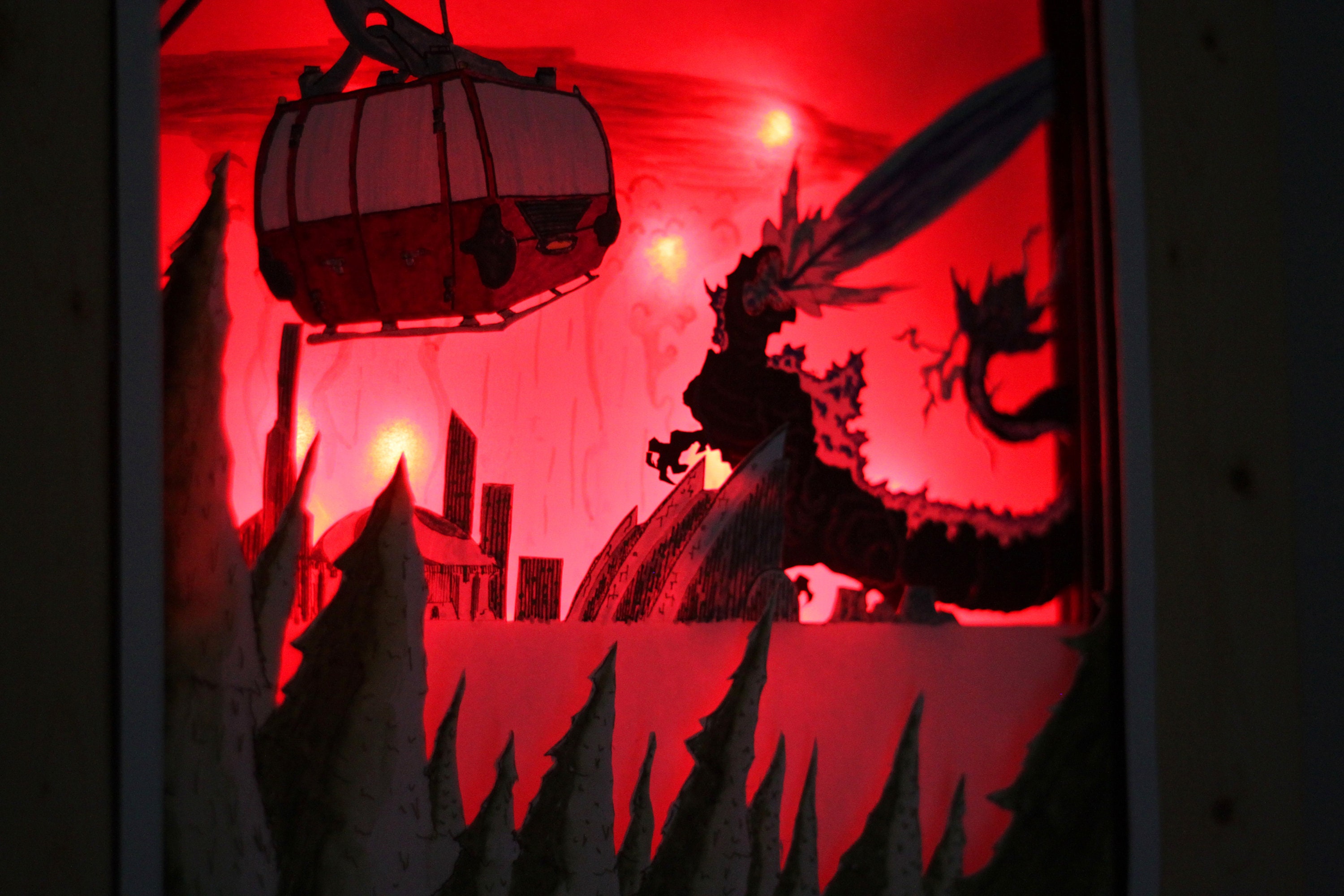 Shin Godzilla Collectible Art Light Box / Layered Painting / Night ...