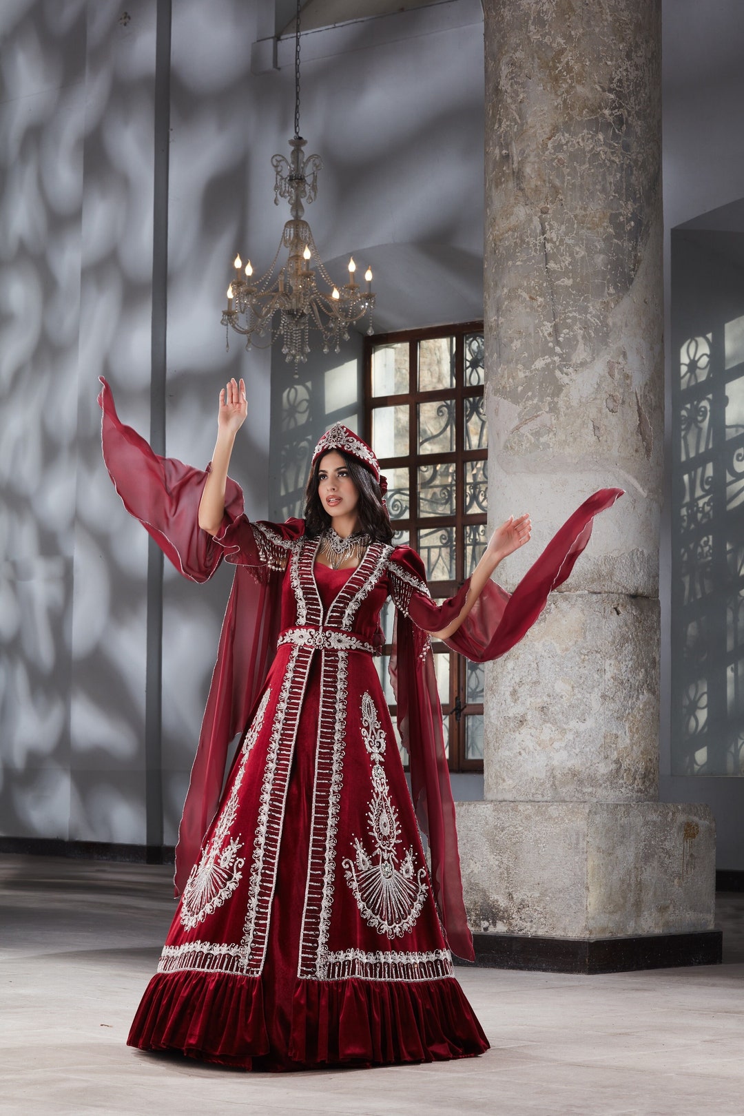 Traditional Caftan With Ottoman Turkish Motif Kaftan Türk Bindallı ...