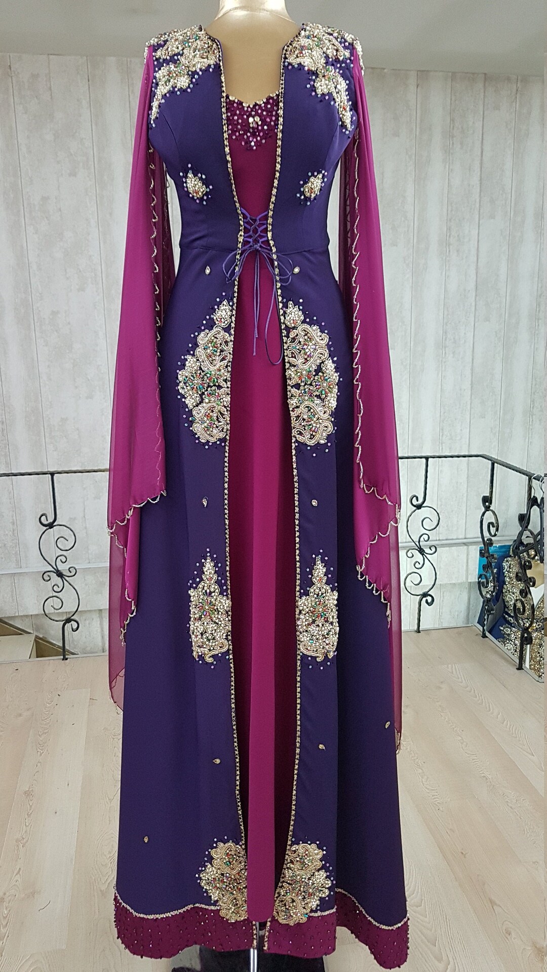 Traditional Caftan With Ottoman Turkish Motif Kaftan Türk Bindallı ...