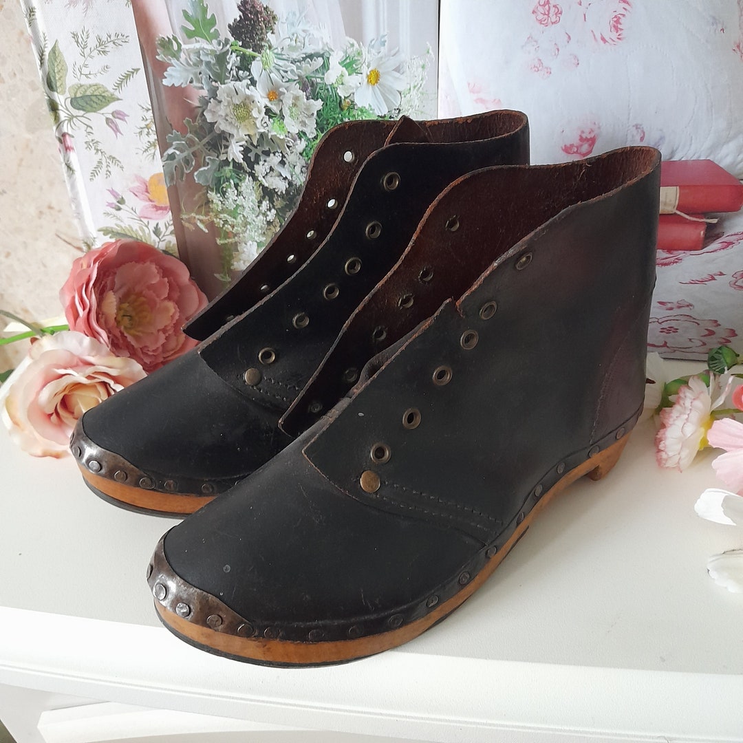 Pair of Antique Welsh Leather Child's Wooden Clogs - Etsy
