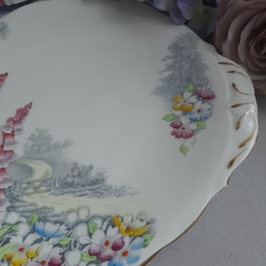 Vintage Queen Anne 'lover's Lane' Cake Plate With Pretty Foxgloves ...