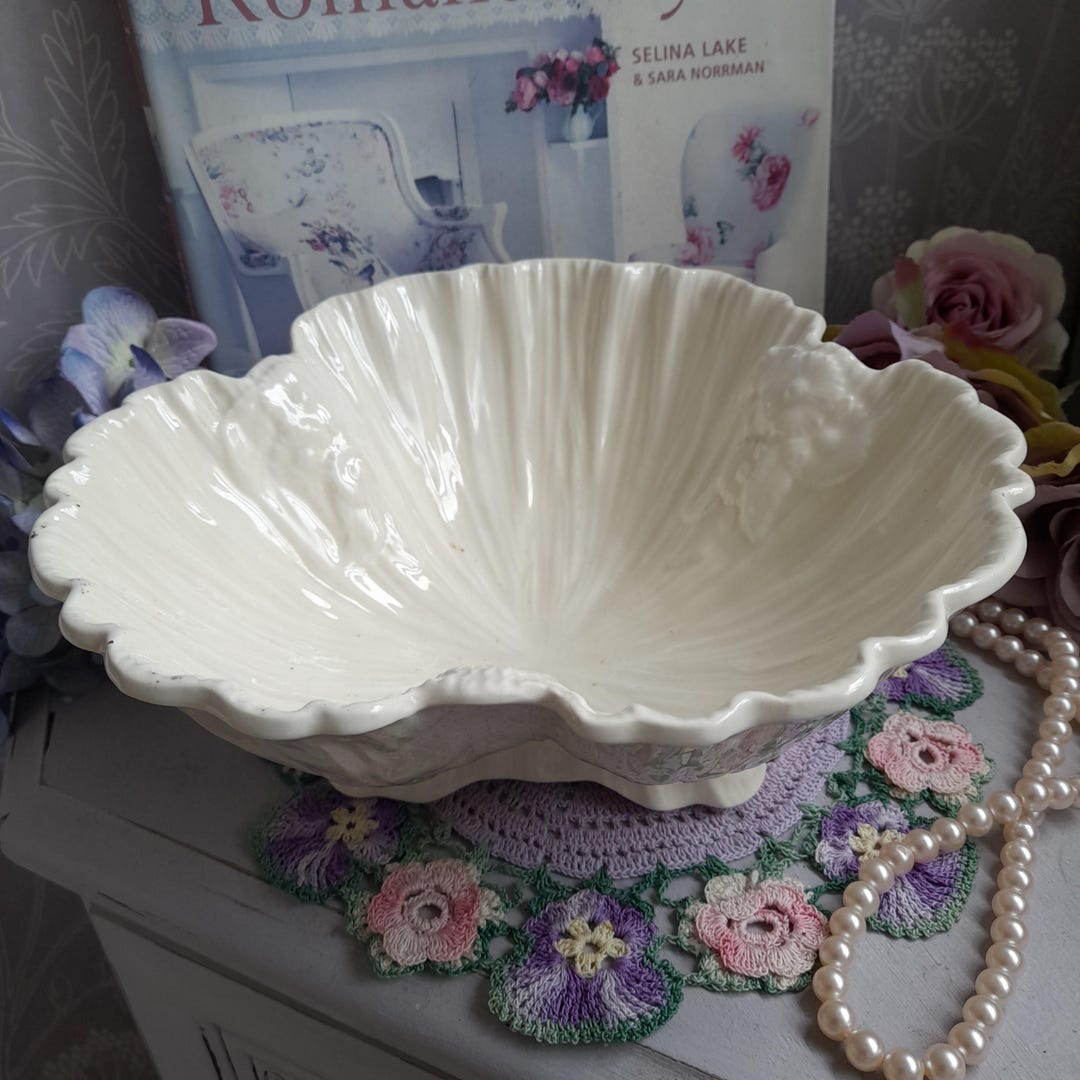 Vintage Crown Ducal Cream Fruit Bowl: Petal Shape With Raised Flowers ...