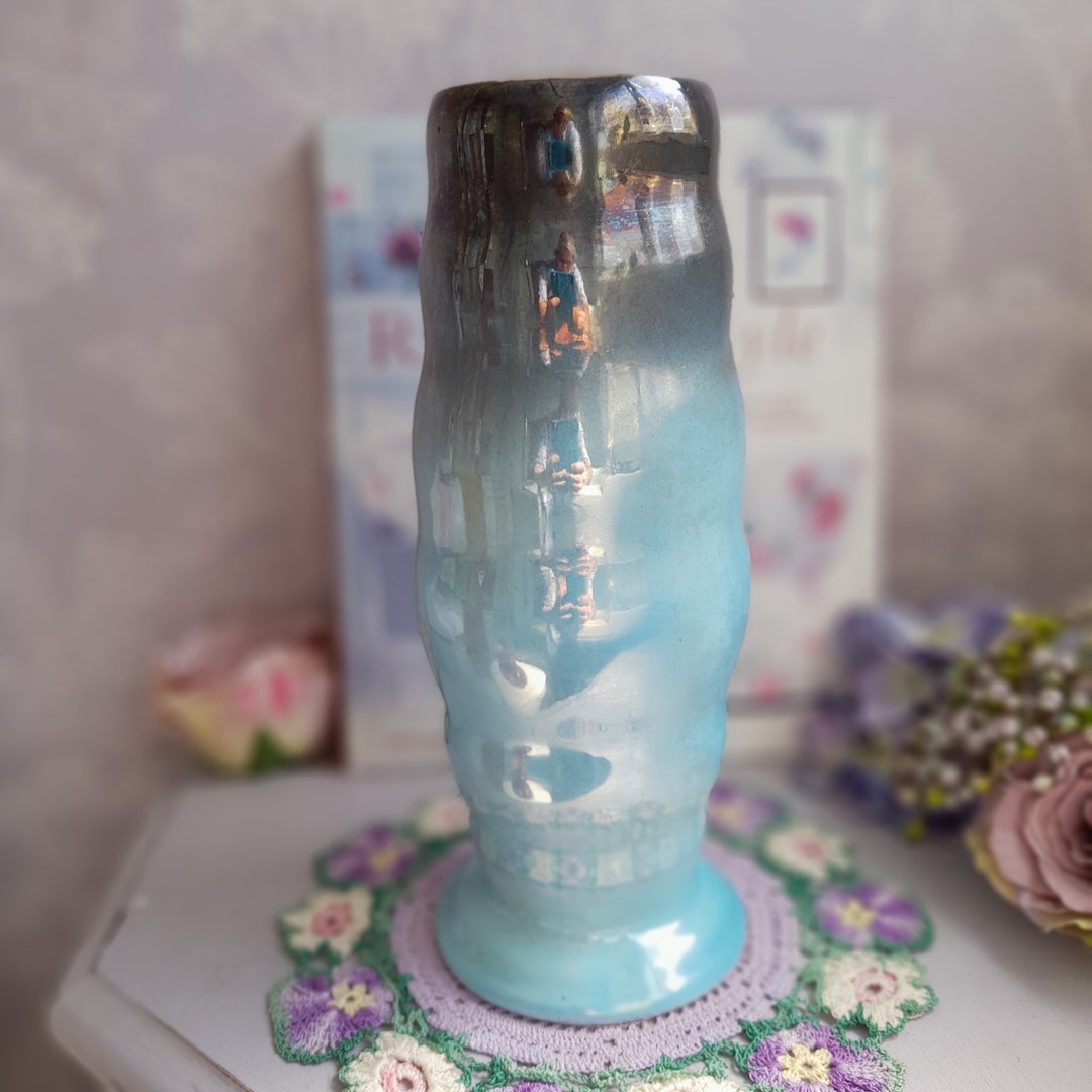 Art Deco MALING Pottery Vintage Duck Egg Blue Grey Transition Lustre ...