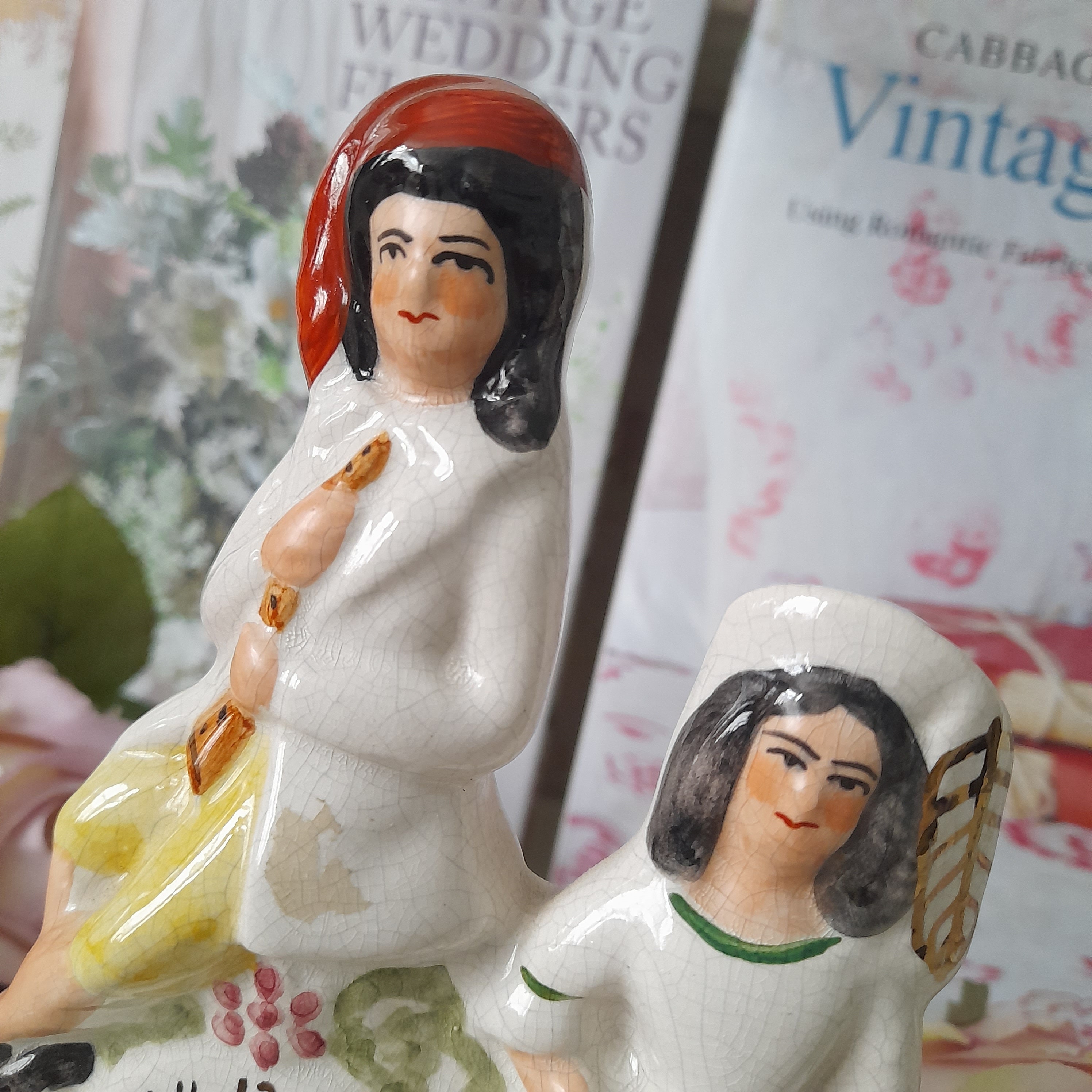 Antique Staffordshire Figurines of Man & Woman With Clock, Victorian ...
