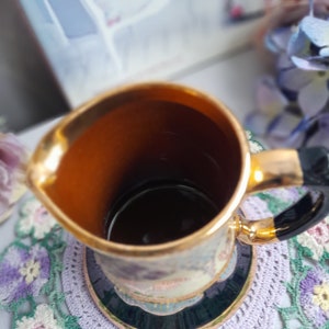 Darling Antique Victorian Glazed Pottery Decorative Jug in Gold & Black ...