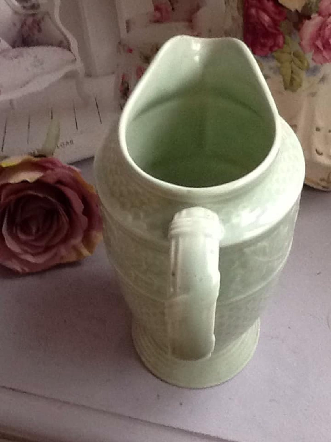 Pretty Art Deco Pale Green Milk Jug With Raised Grapes & Vine | Etsy