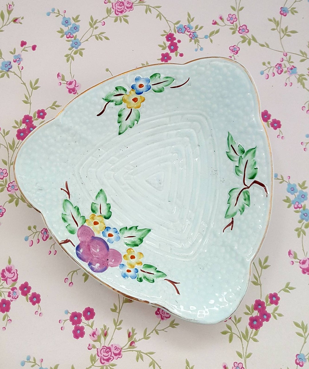 Art Deco Crown Devon Dish: Floral Pastel Serving Plate, 1930s - Etsy
