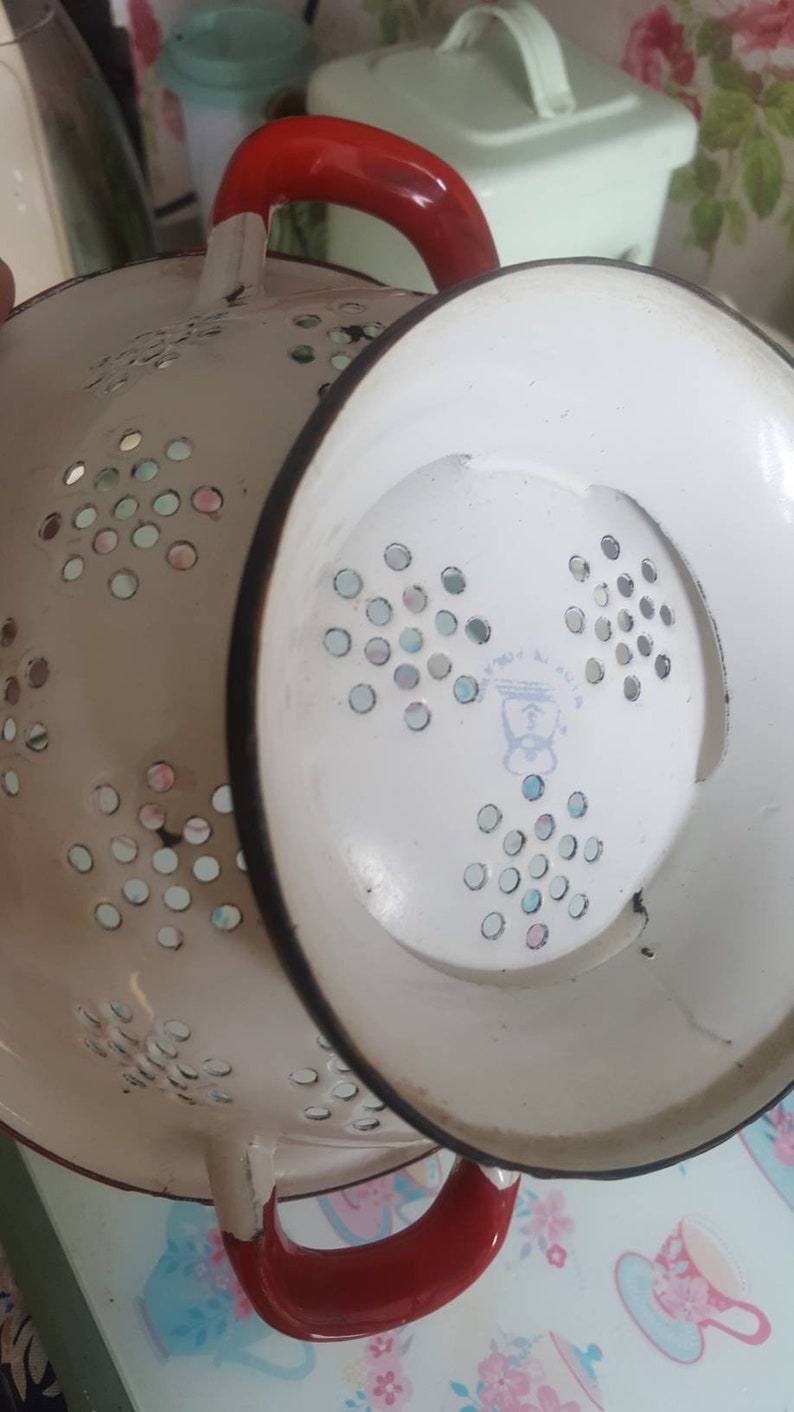 Enamel Colander Footed Colander Round Strainer Farm Kitchen - Etsy