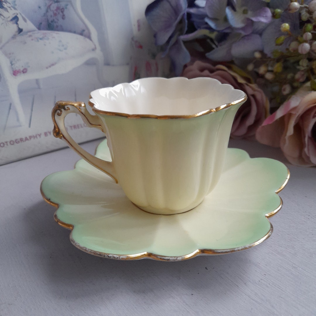RARE Foley Wileman Pre Shelley Tea Cup & Saucer in Pale Green - Etsy