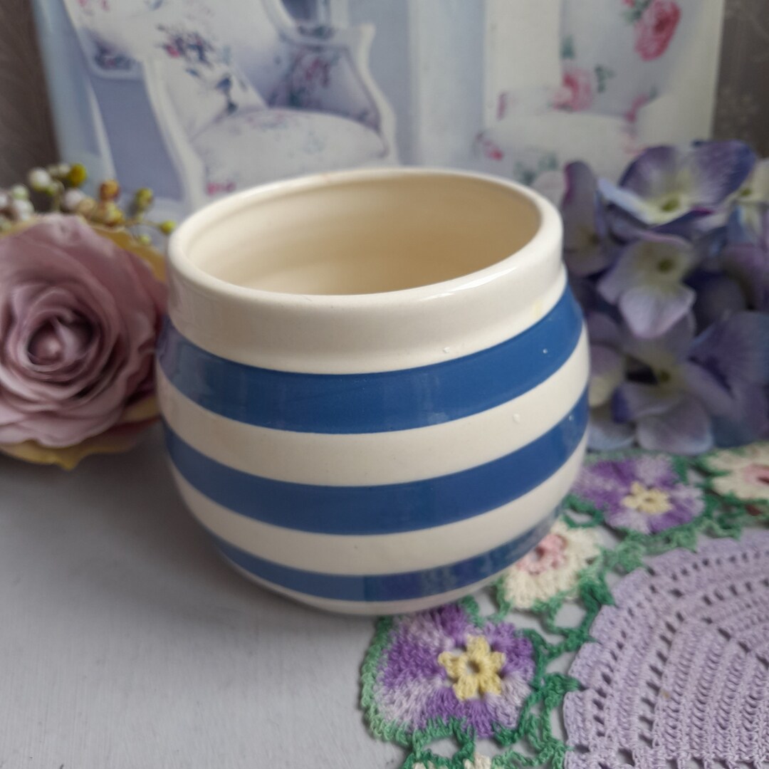 Cornish Ware Sugar Bowl, Cornishware, Blue & White Stripe China ...