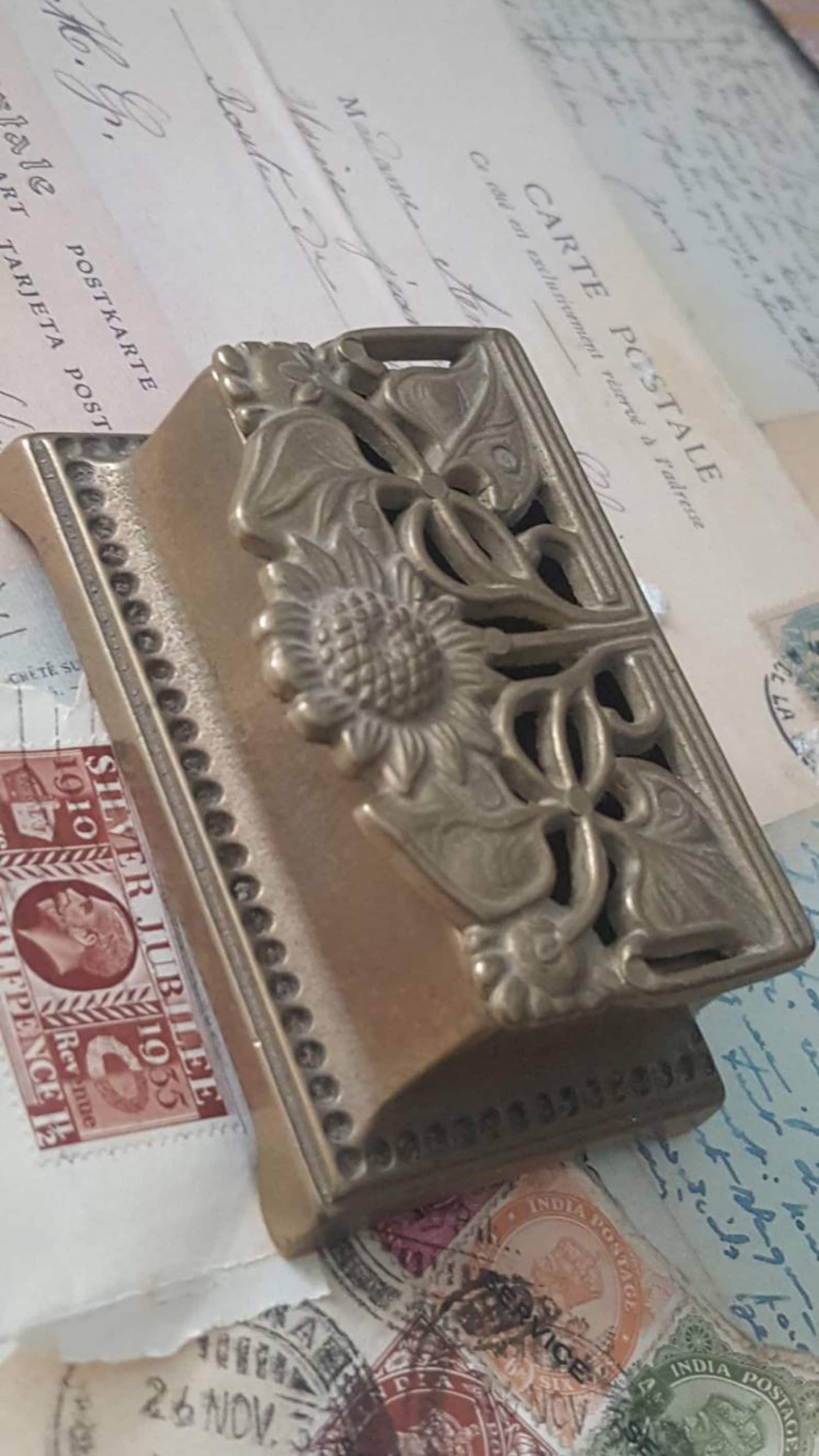 Brass Stamp Box Art Nouveau Style Sunflower Design, Brass Box Storage ...