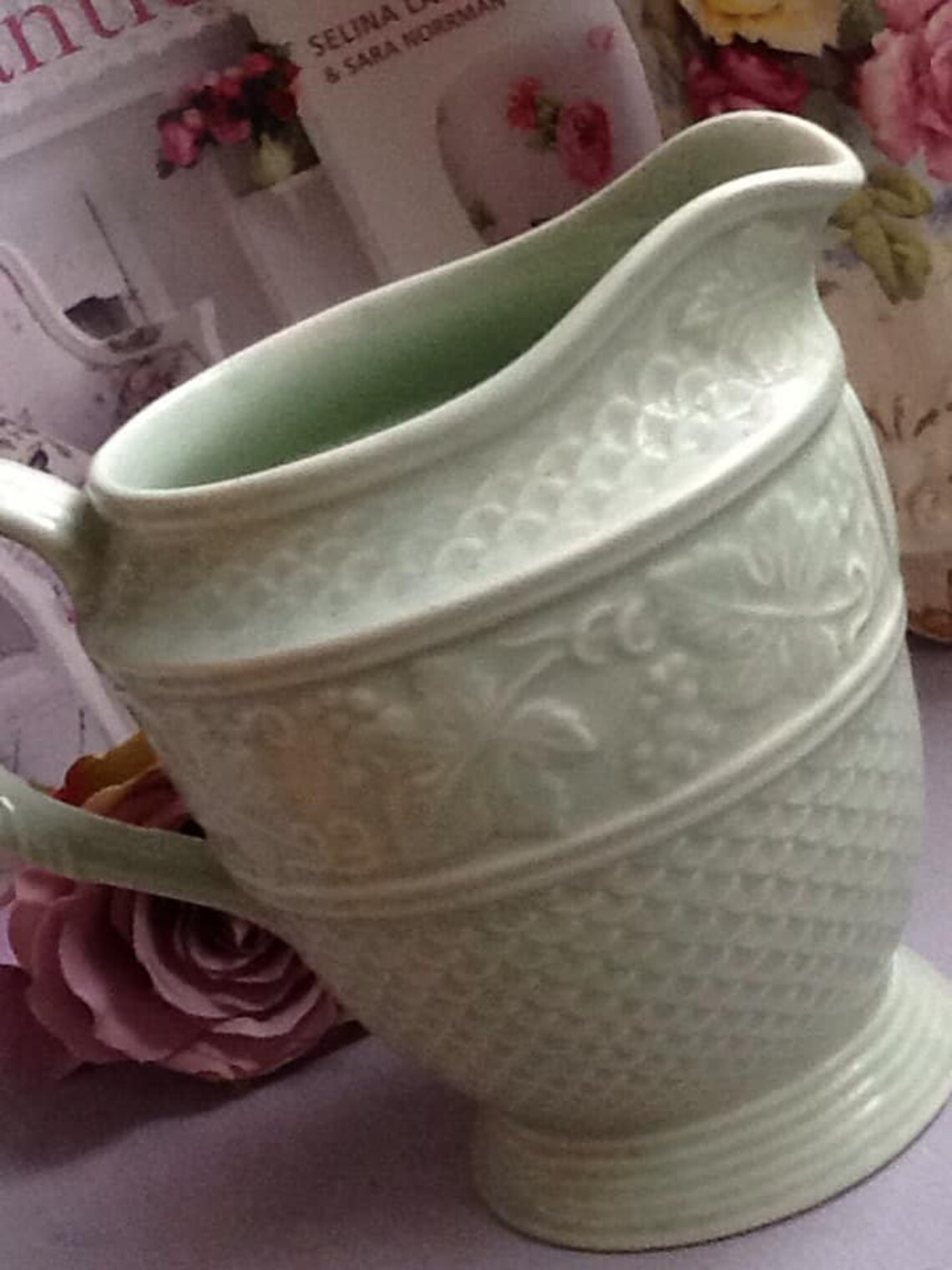 Pretty Art Deco Pale Green Milk Jug With Raised Grapes & Vine | Etsy